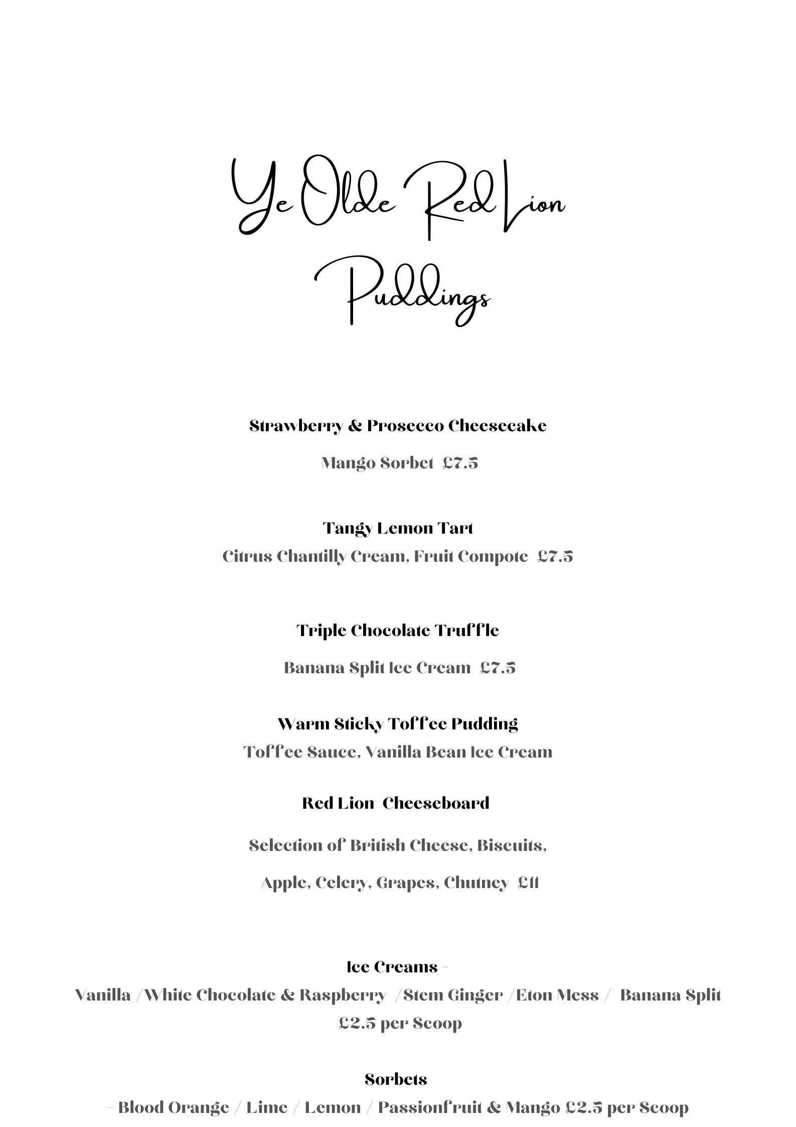 Menus :: Ye Olde Red Lion - Pub, food and drink in Bicker, Boston ...